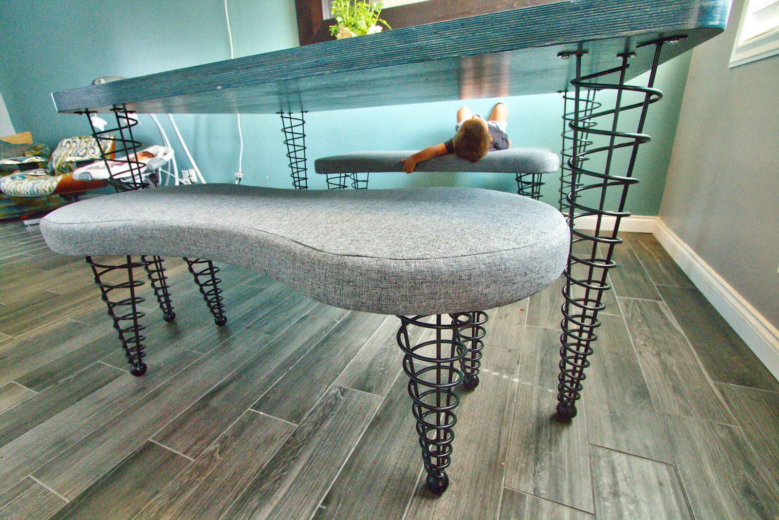 Photo 1 of 16 in Blood Cell and Dog Bone, Handmade Upholstered Benches ...