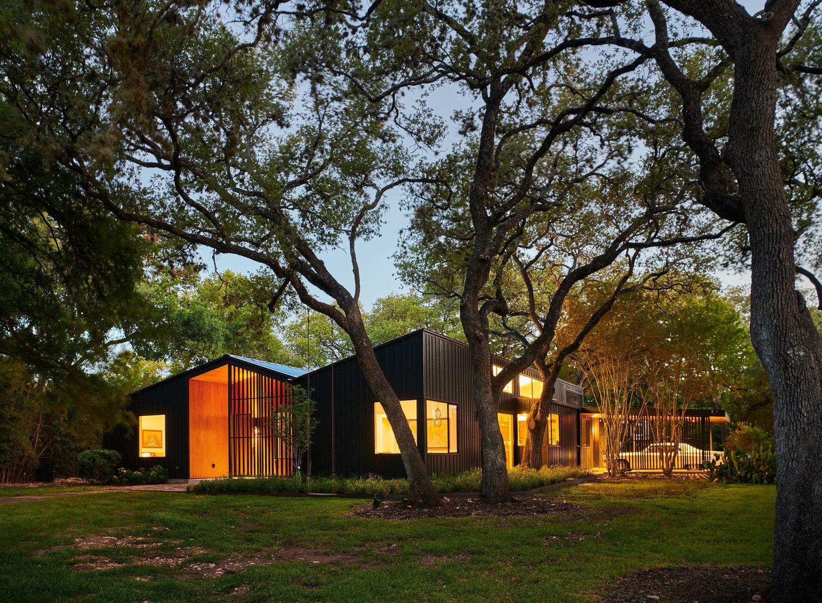 Photo 1 of 11 in An Angular Austin Home Makes Way For Heritage Oak ...