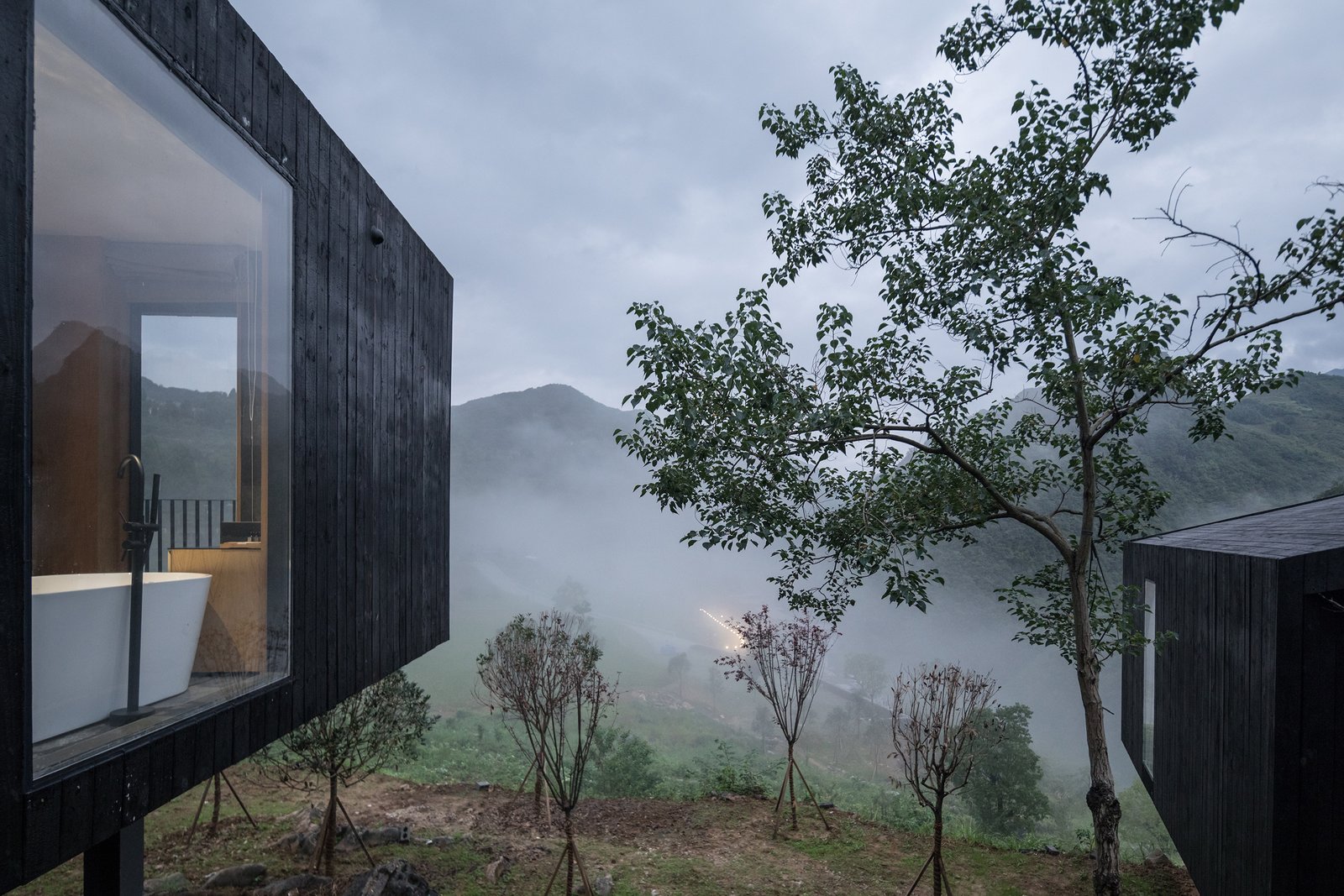 Photo 4 of 8 in These Geometric Cabins in China Seem to Float Over a ...