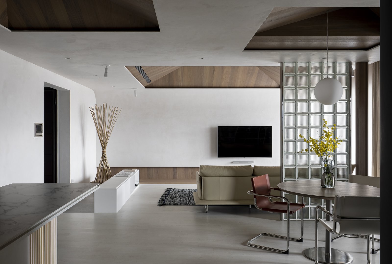 Photo 1 of 12 in Ceiling Cutouts Reveal Peaked Roofs in This Taiwan ...