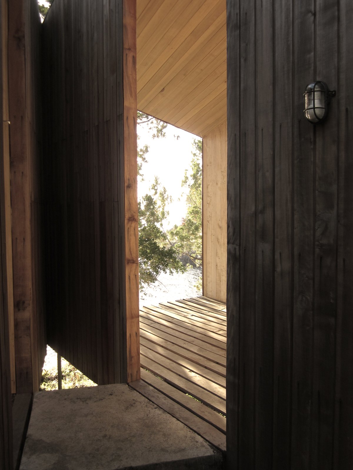 Photo 4 of 9 in A Timber-Clad Sauna in Chile Angles For Lakeside Views ...
