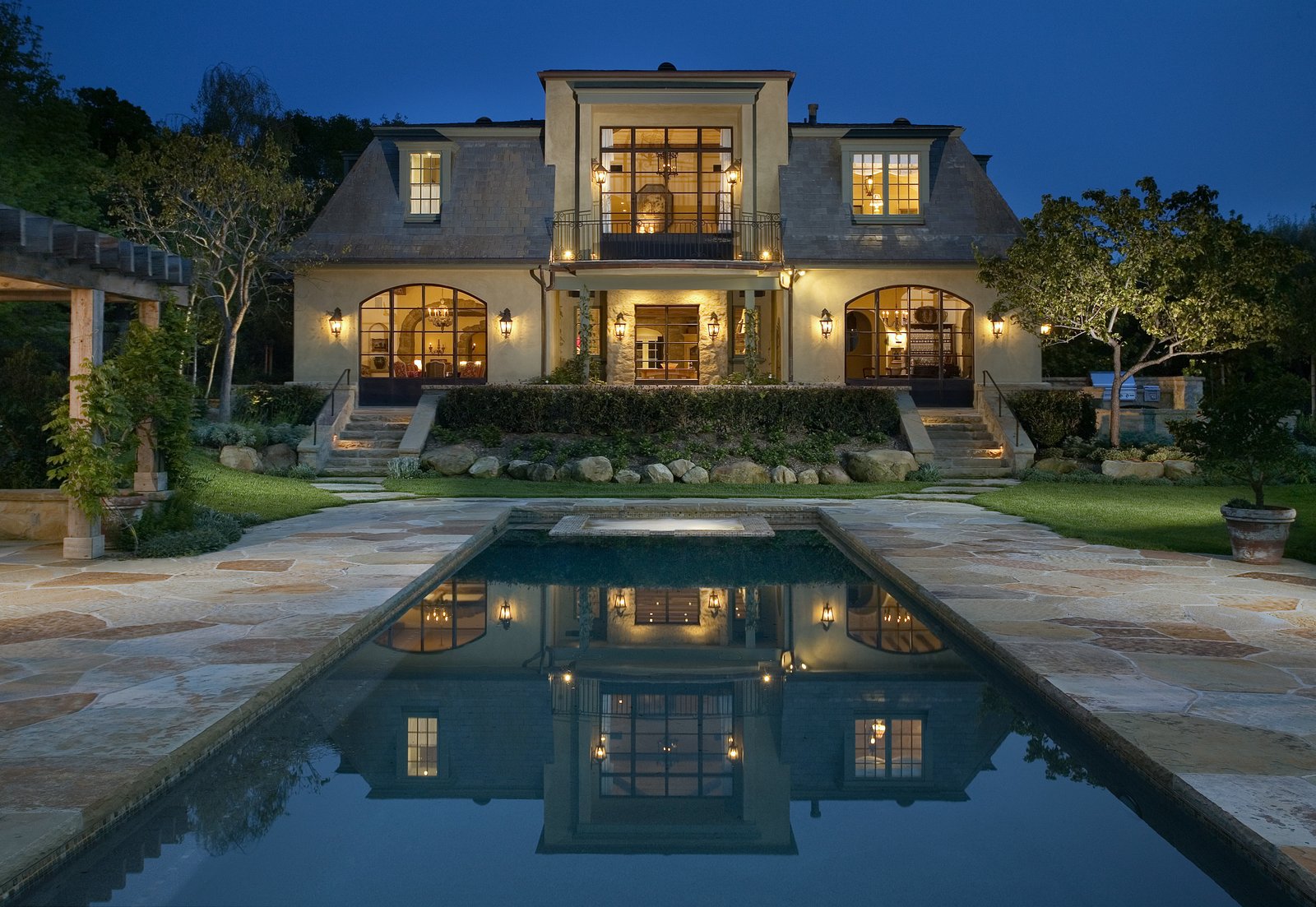 Traditional French Country Home With Backyard Pool