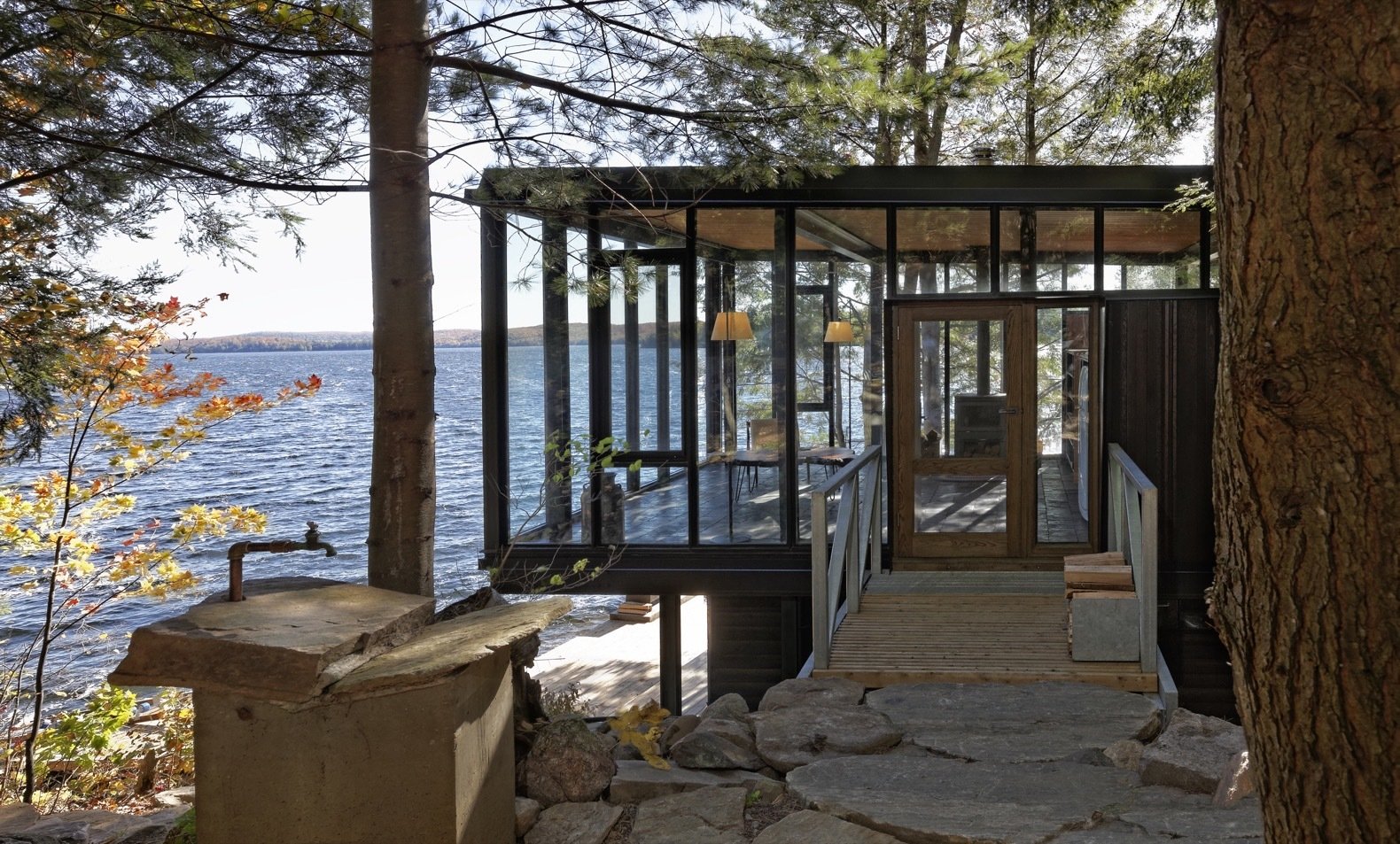 Photo 2 of 11 in Glass Walls Wrap a Prefab Boathouse on a Remote ...