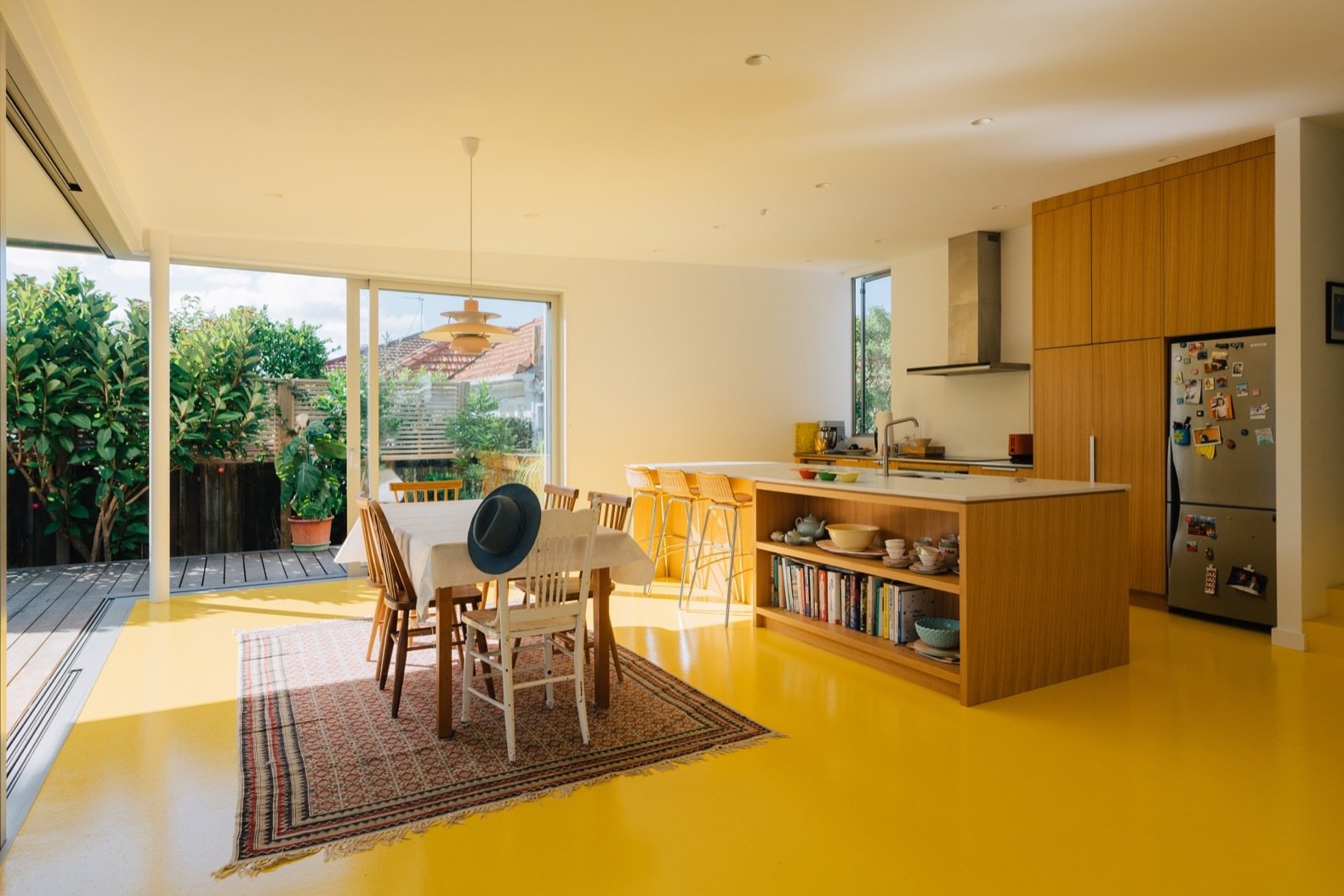 Photo 1 of 15 in A Bright-Yellow Floor Beams New Life Into an Auckland ...