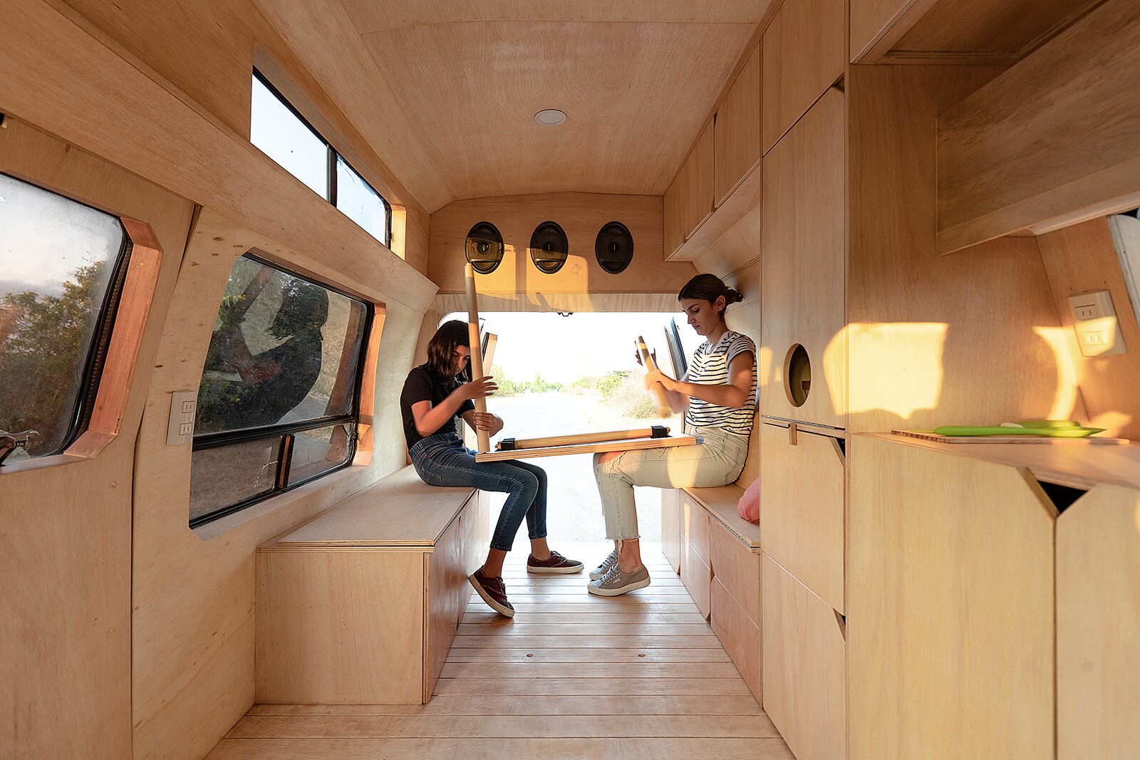 Photo 9 of 16 in This Chevy Camper Van’s Wondrous Wooden Interior Will ...