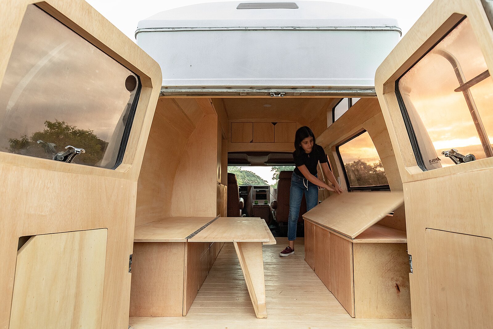 Photo 6 of 16 in This Chevy Camper Van’s Wondrous Wooden Interior Will ...