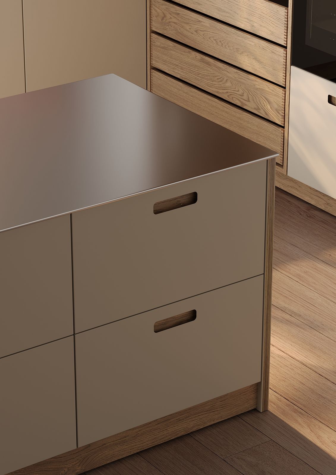 Photo 6 of 13 in Recess Kitchen: Modern Cut-Out Handles in Scandinavian ...