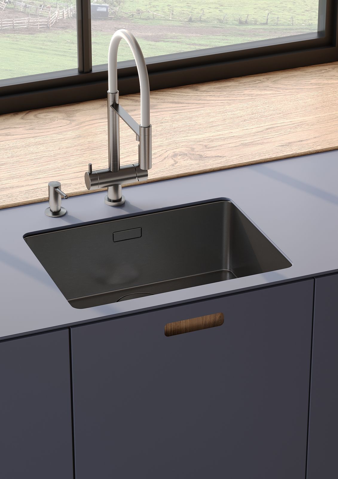 Photo 11 of 12 in Recess Blue: Stylish Scandinavian Kitchen with Cutout ...