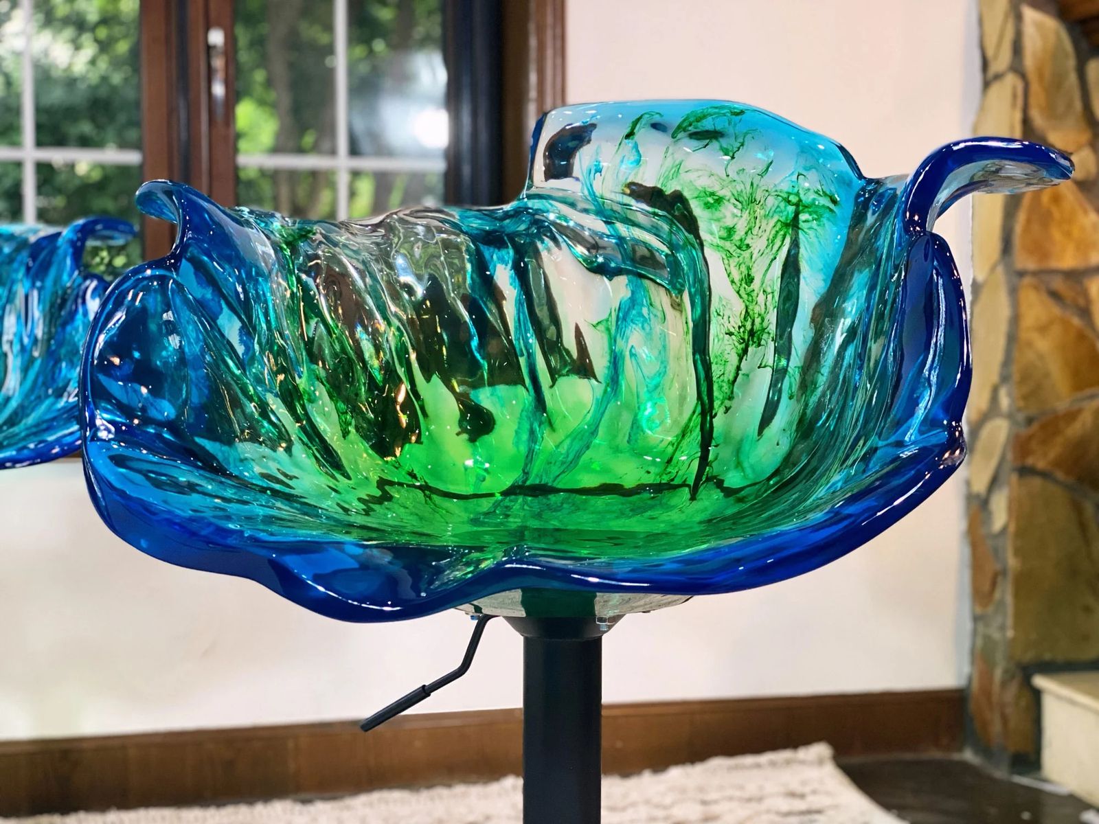 Photo 8 of 10 in Hand Crafted Marbling Flower Bar Stool by Adorn Croft ...