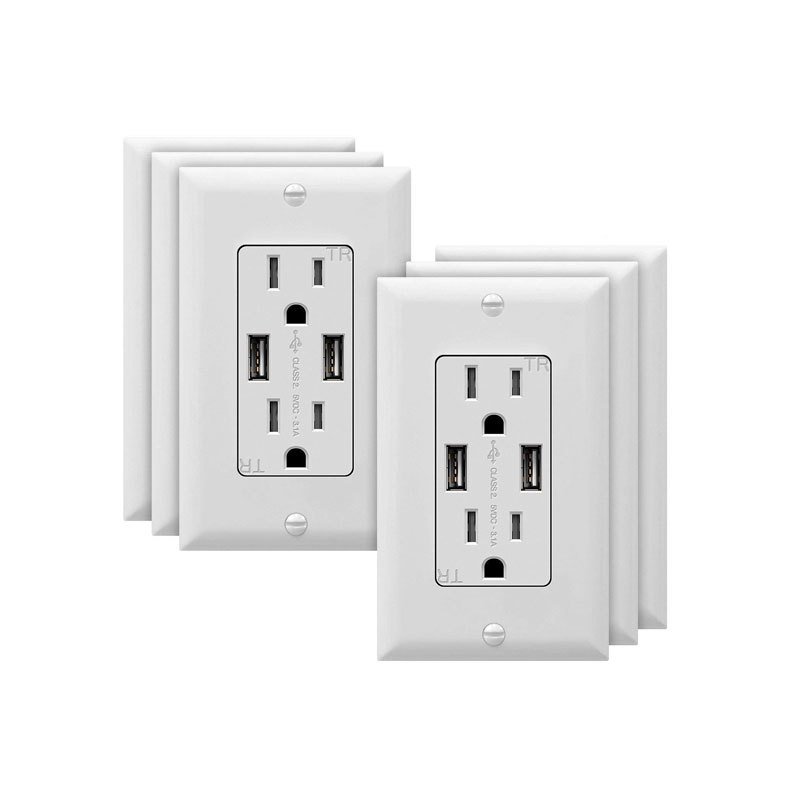 TOPGREENER USB Wall Outlet, 6-Pack by Amazon - Dwell