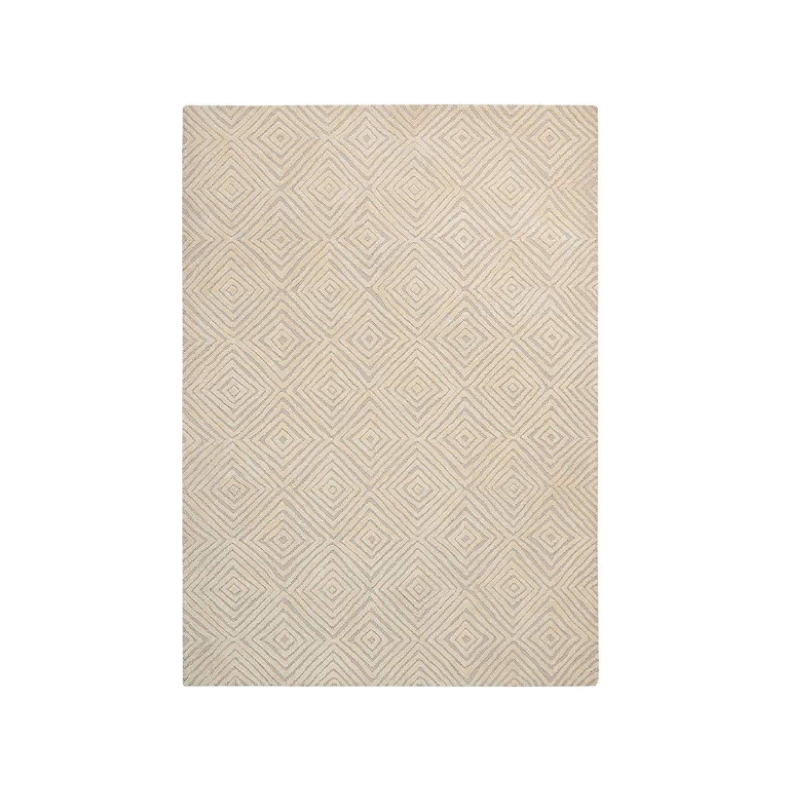 Rivet Contemporary Diamond Patterned Rug, 5' 9" x 3' 9", Taupe, Ivory ...
