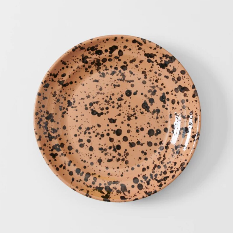 March SF Black on Terracotta Splatterware 17 Inch Platter by MARCH - Dwell