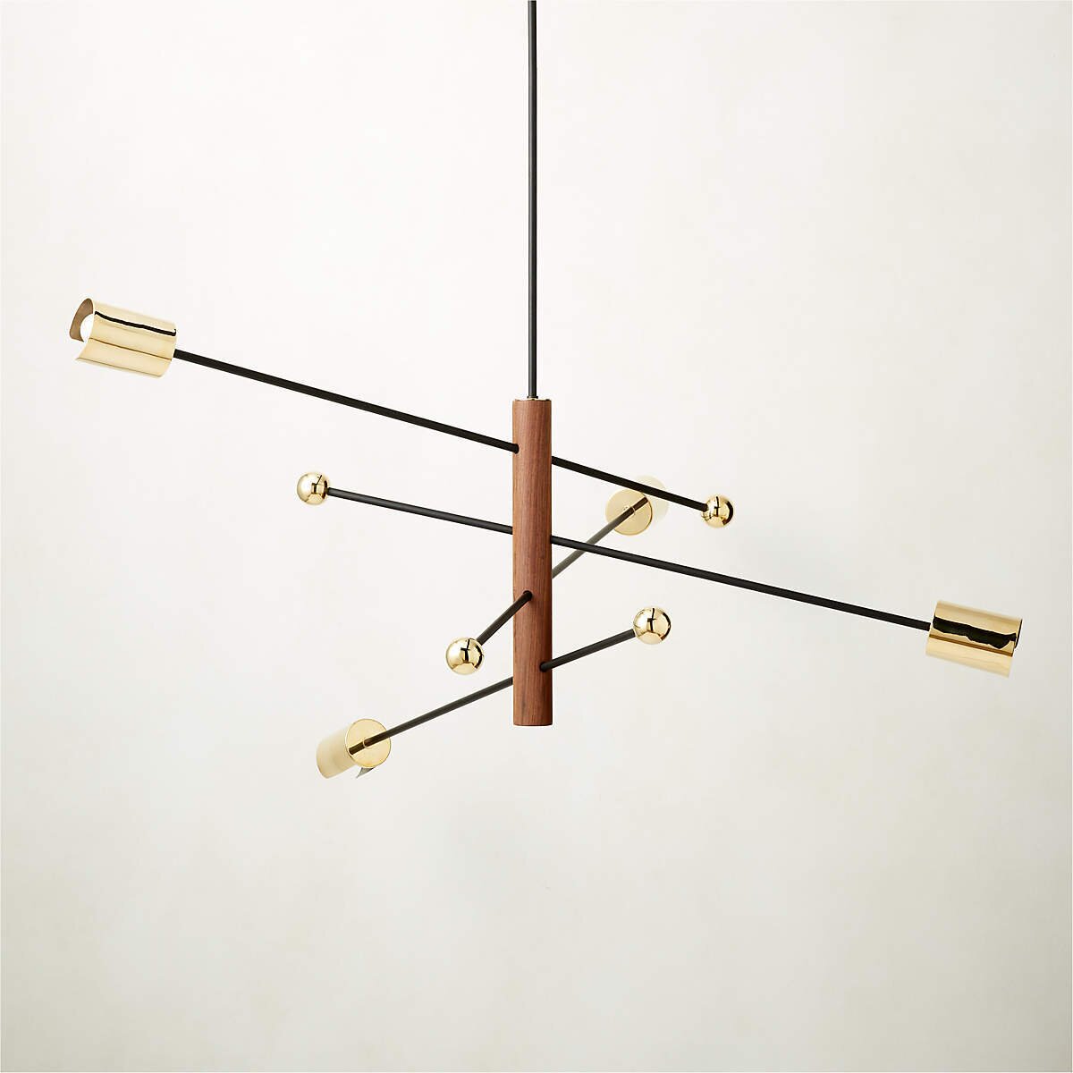 CB2 Norte Walnut Wood and Brass Sputnik Chandelier by CB2 - Dwell