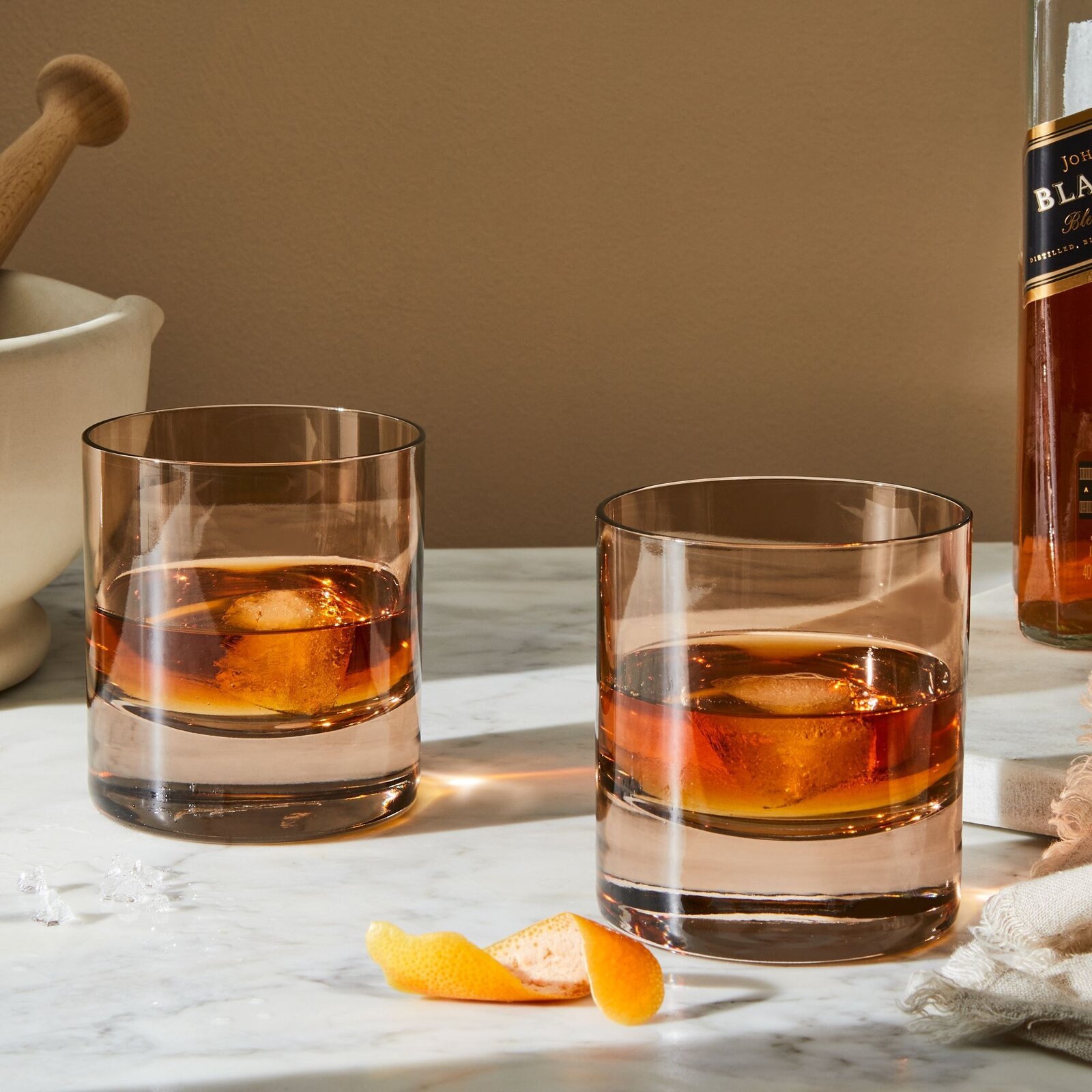 Estelle Hand-Blown Colored Rocks Glasses (Set of 2) by Food52 - Dwell