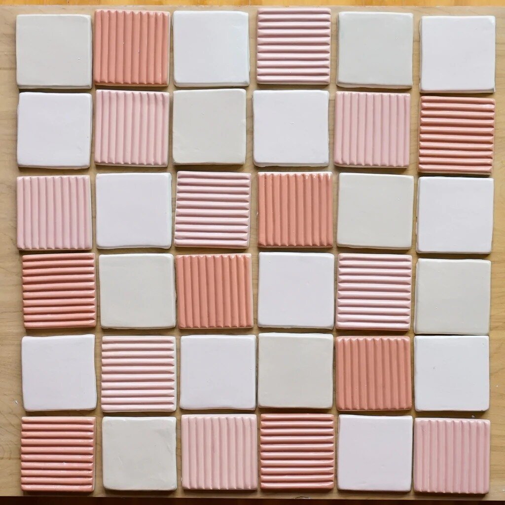 Helen Levi x Ceramica Suro Wall Tiles - Small Corduroy (Pinks) by Helen ...