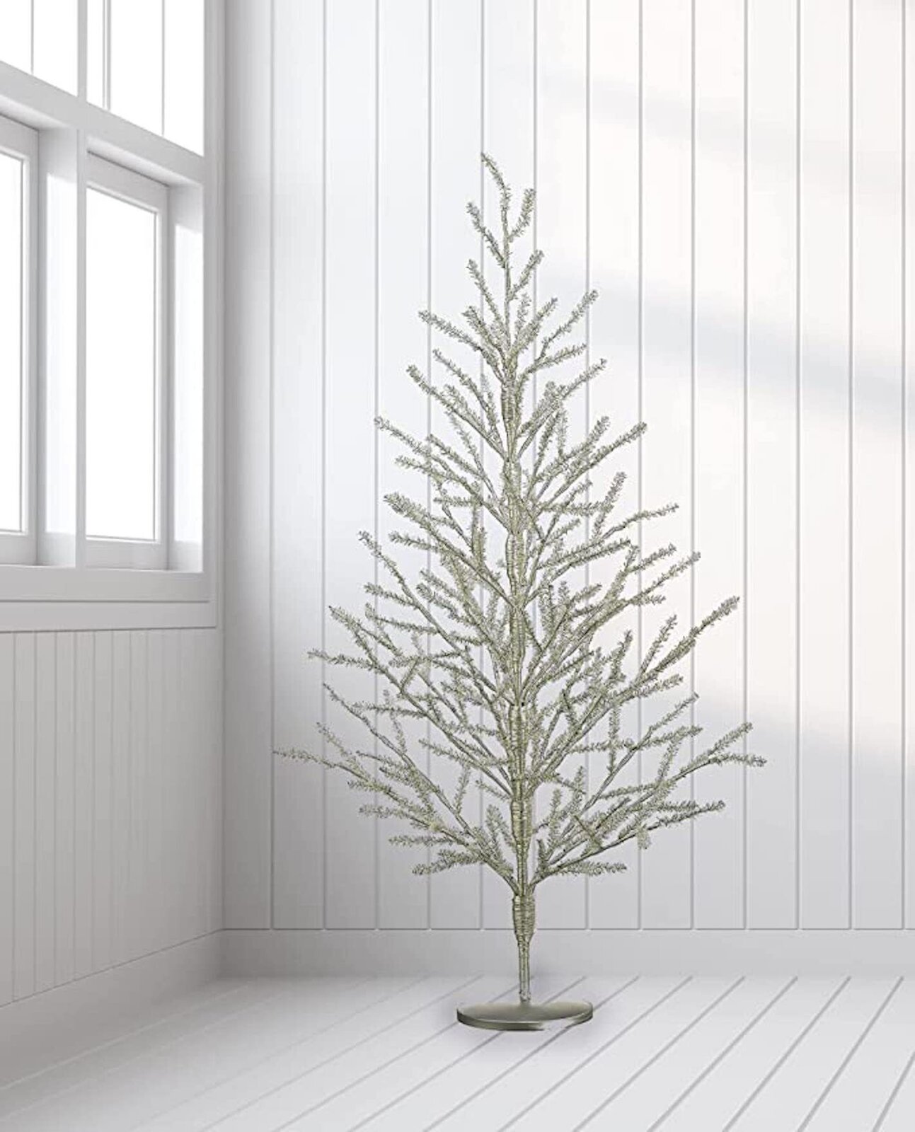 40 Inch Tinsel Christmas Tree in Antique Silver by Dwell - Dwell