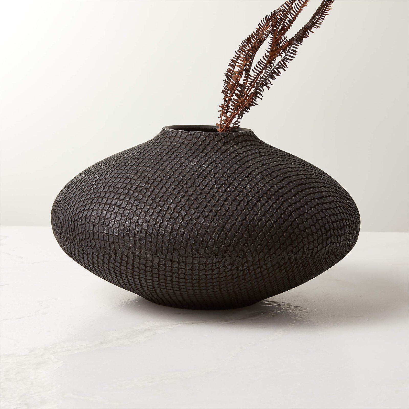 Cusco Textured Black Terracotta Vase by CB2 - Dwell