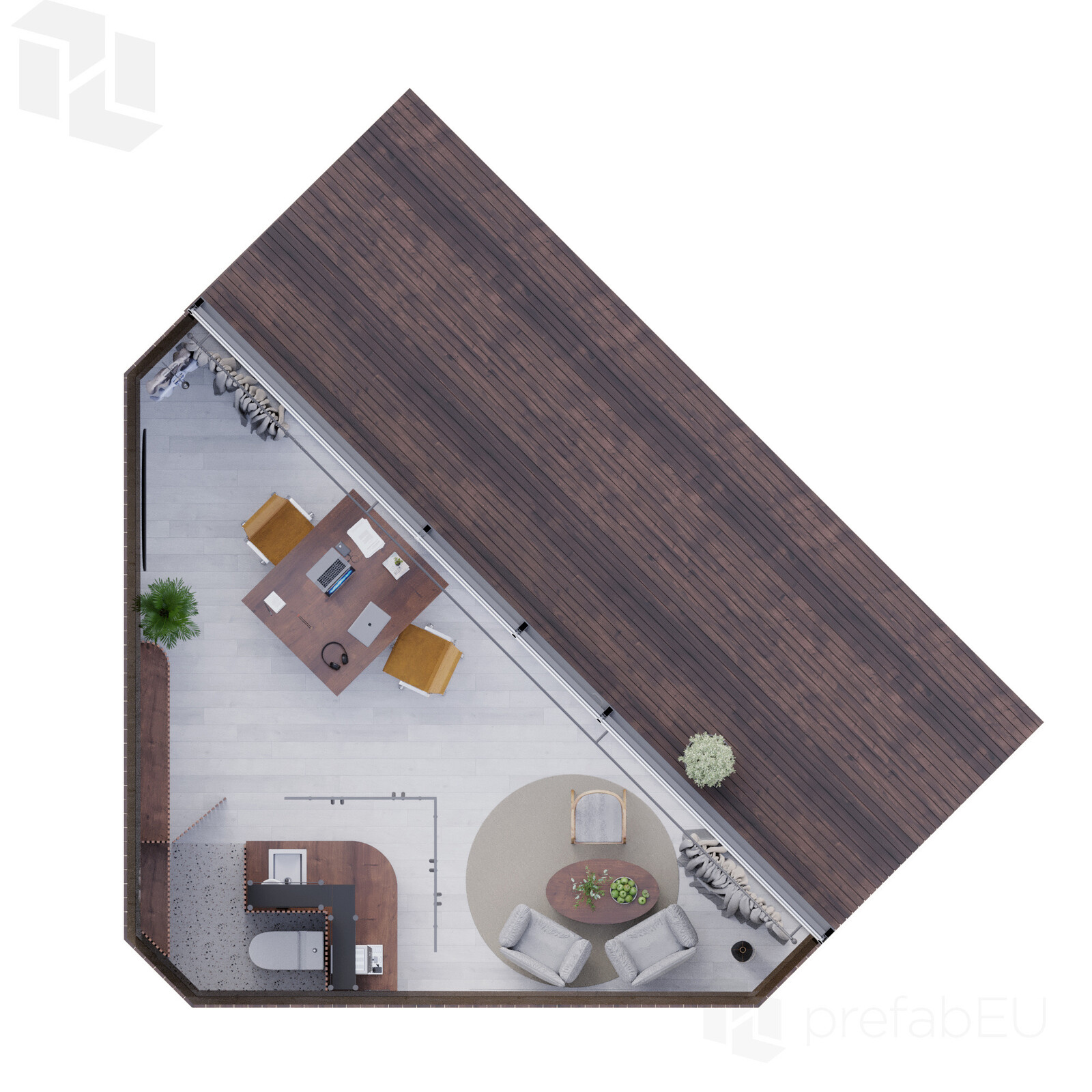 Photo 4 of 42 in Innovative Triangular Modular home (20m2/215sqft) by ...