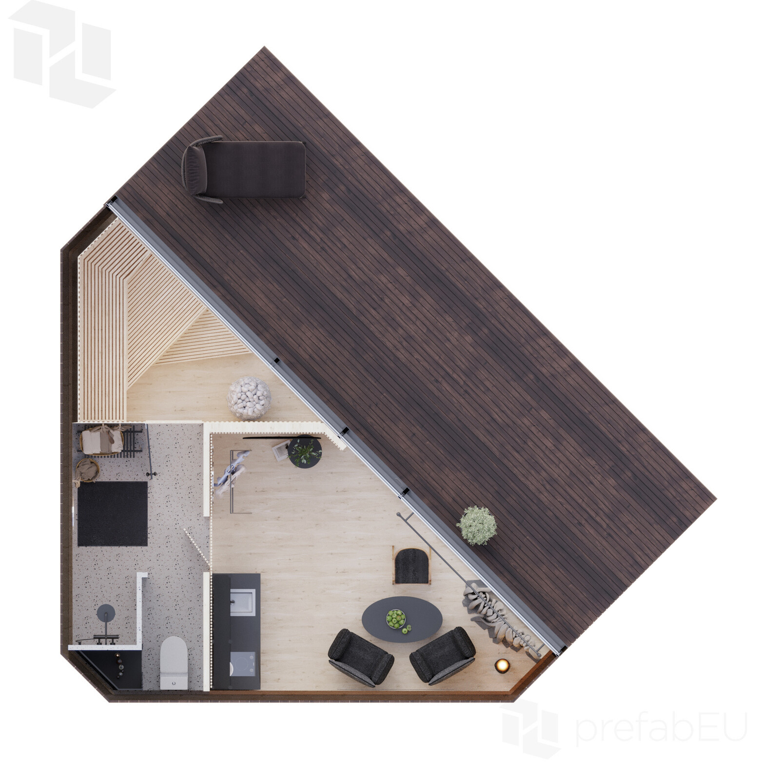 Photo 7 of 42 in Innovative Triangular Modular home (20m2/215sqft) by ...