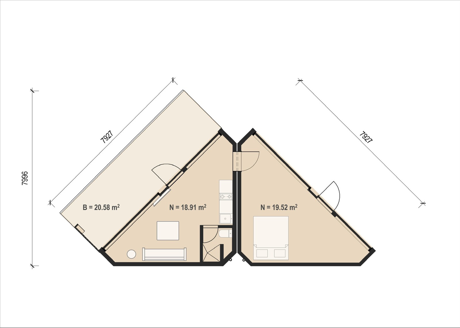 Photo 15 of 42 in Innovative Triangular Modular home (20m2/215sqft) by ...