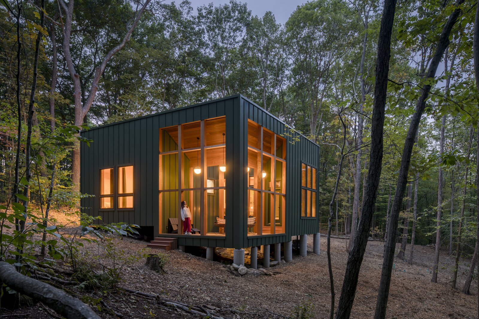 A Metal-Clad Cabin Hovers Above the Forest Floor in Connecticut - Dwell