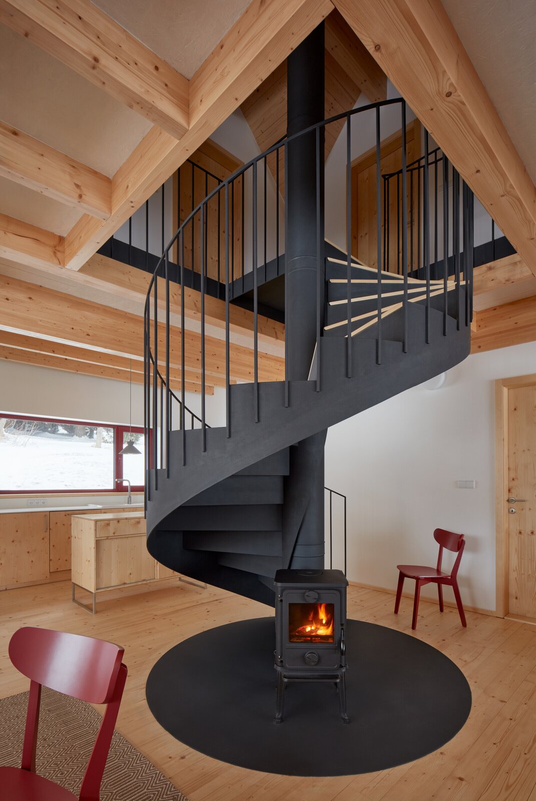 Photo 9 of 14 in This Ski Cabin’s Spiral Stair Doubles as... a ...