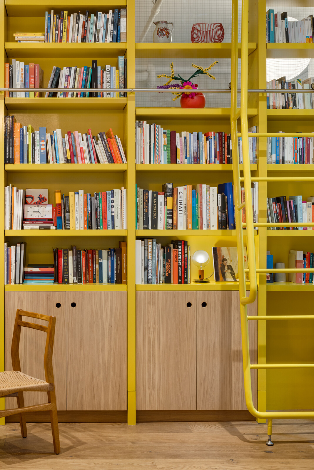 Photo 6 of 15 in A Yellow Floor-to-Ceiling Library Wall Brightens Up ...