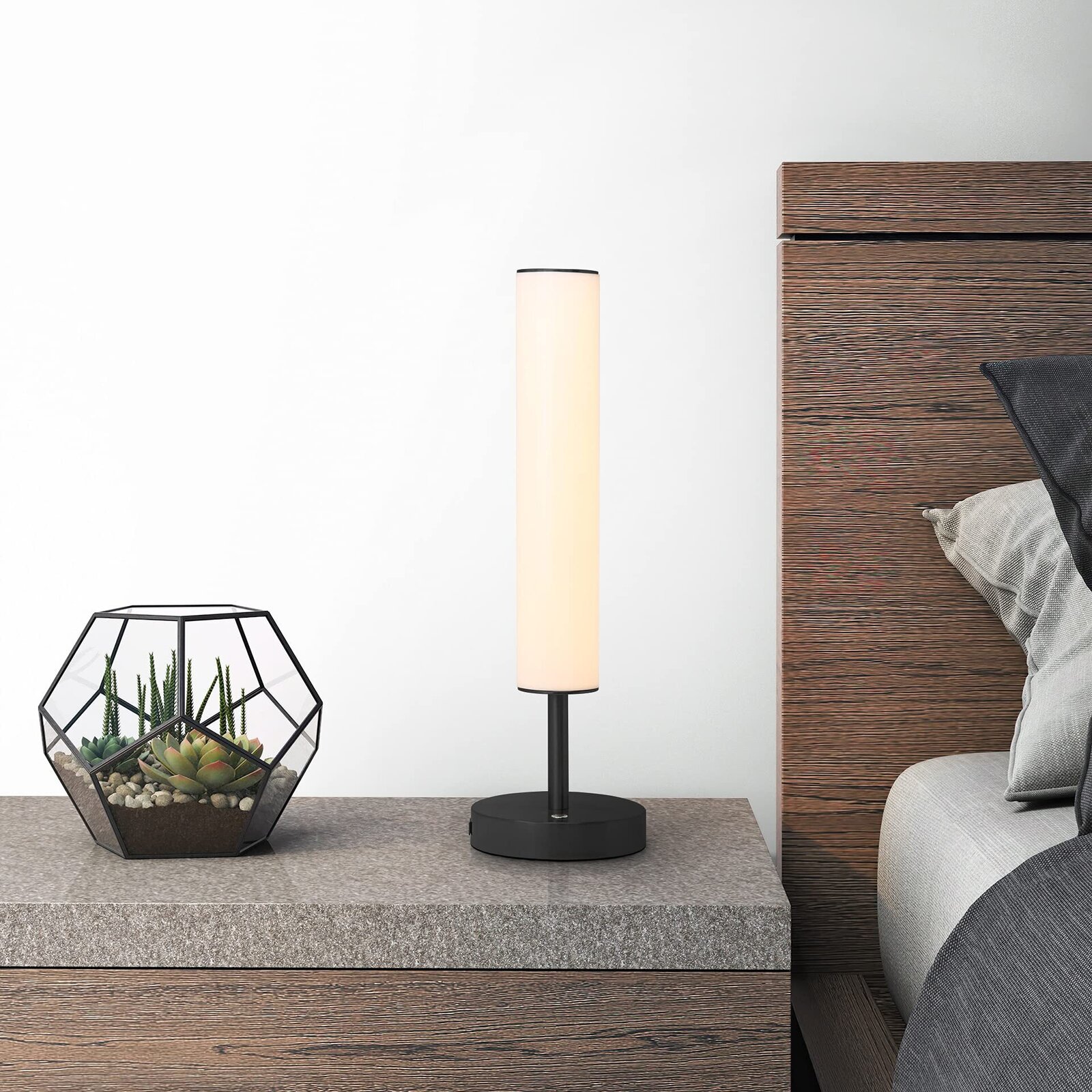 O’Bright Dimmable LED Cylinder Table Lamp with USB Charging Port by ...